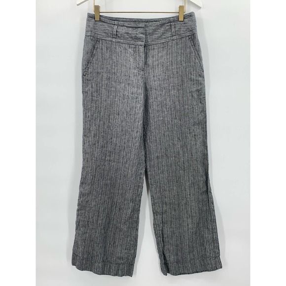 Rafaella | Pants & Jumpsuits | Rafaella Linen Pants Gray 4 Stripe Wide ...